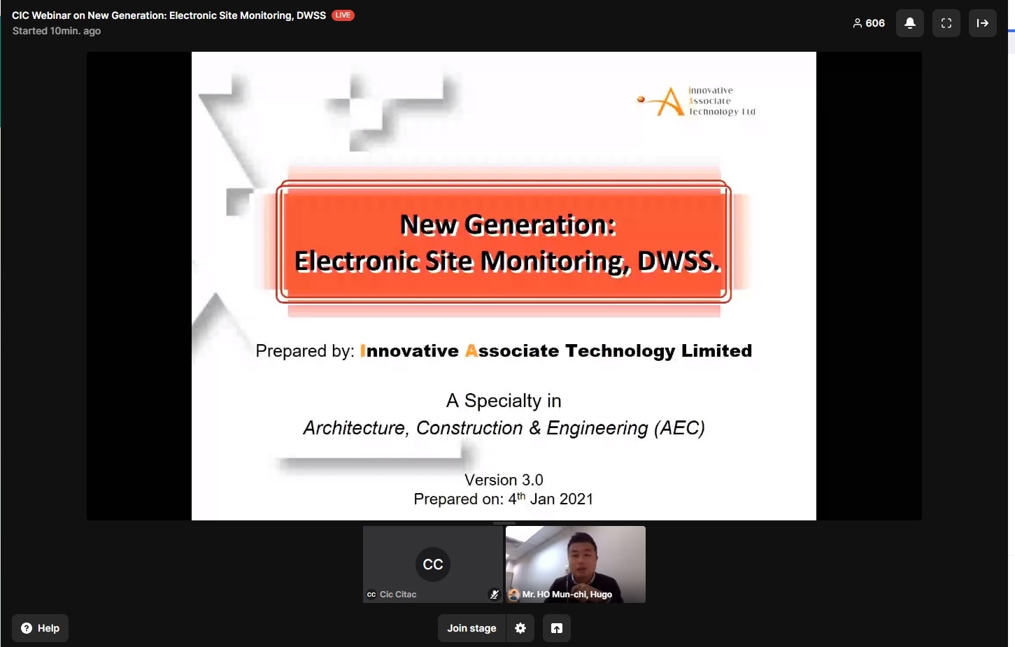 CONSTRUCTION INDUSTRY COUNCIL (CIC) WEBINAR ON 5 JAN 2021 - Innovative ...